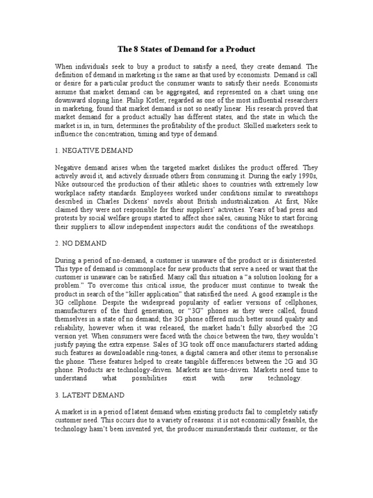 The 8 States of Demand For A Product | PDF | Demand | Marketing