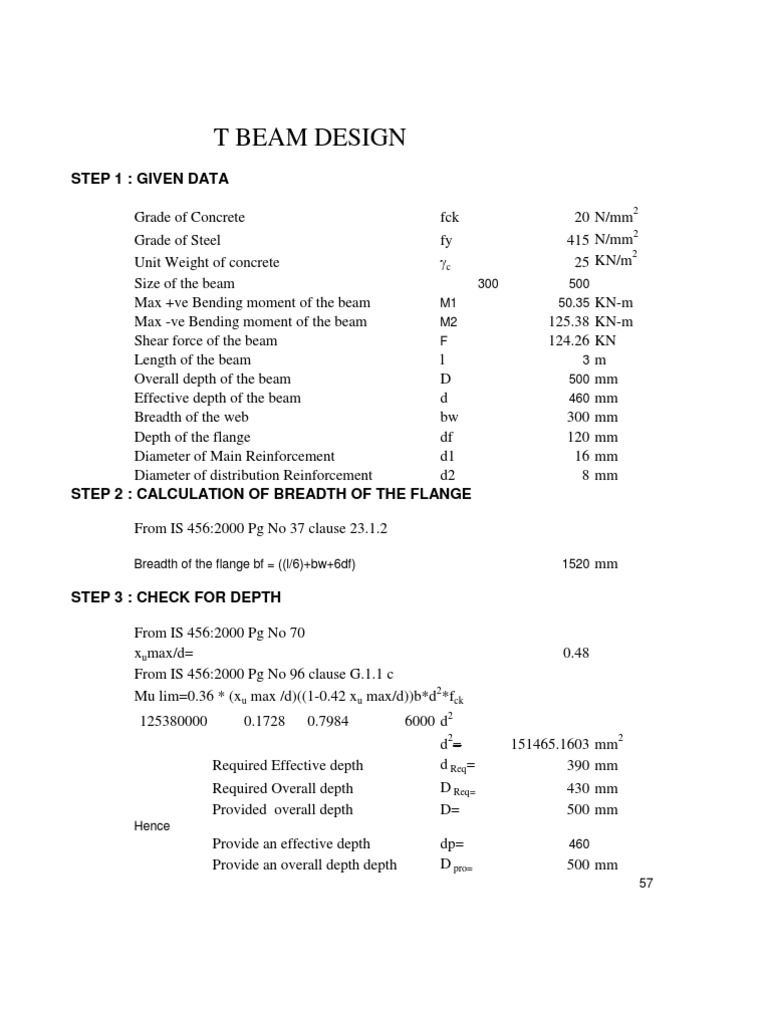T Beam Design | PDF | Beam (Structure) | Bending