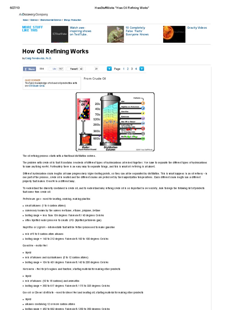 HowStuffWorks - How Oil Refining Works | PDF | Oil Refinery | Petroleum