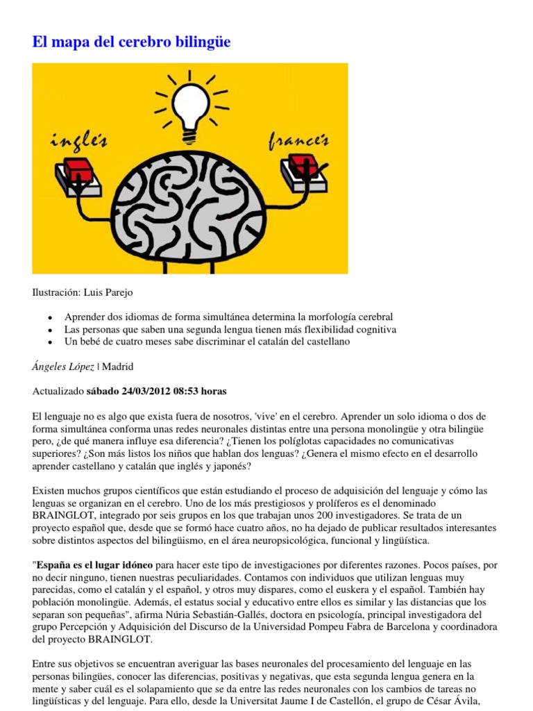 El Mapa Del Cerebro Bilingüe | PDF | Multilingüismo | Cerebro