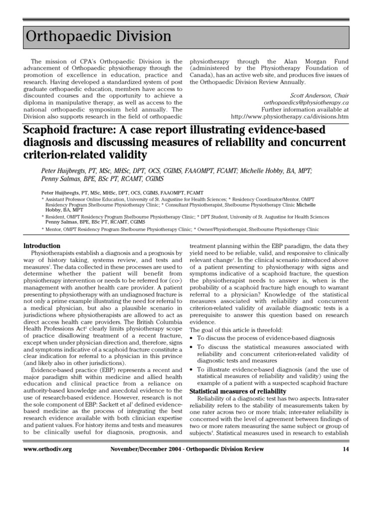 Scaphoid Fracture: A Case Report | PDF | Sensitivity And Specificity ...