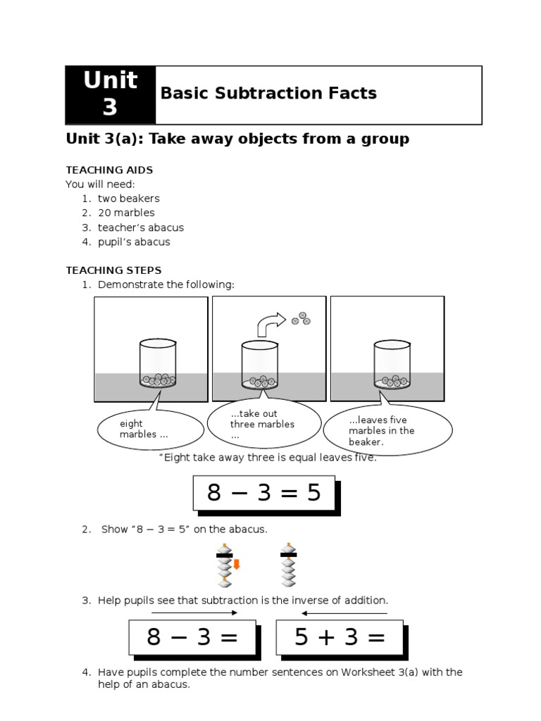 Unit3basic Subtraction Facts | PDF | Technology & Engineering