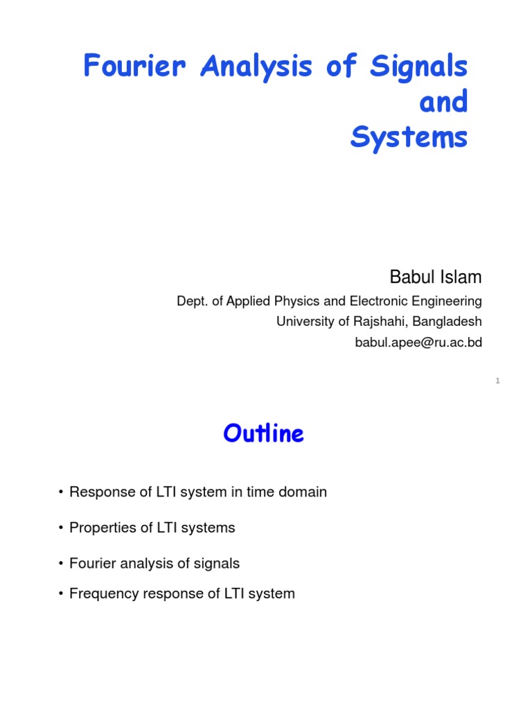 Fourier Analysis of Signals and Systems | PDF | Spectral Density ...