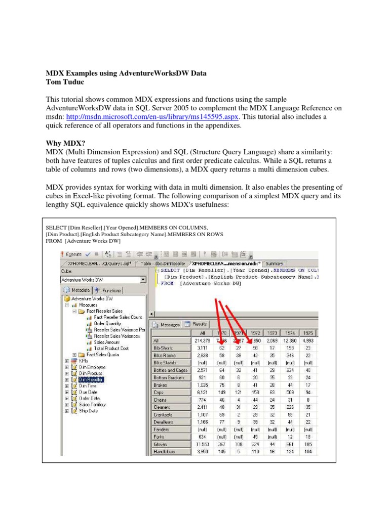 MDX Examples Using AdventureWorksDW Data | Download Free PDF | Variance ...
