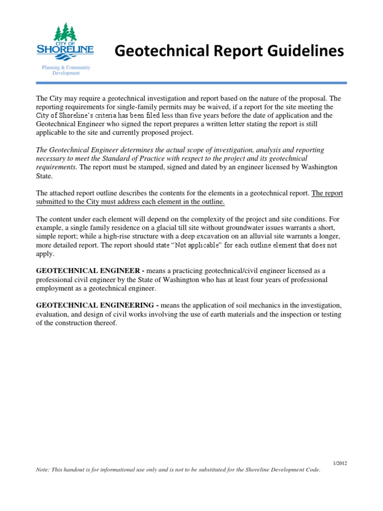 Geotechnical Report Guidelines | PDF | Geotechnical Engineering | Deep ...