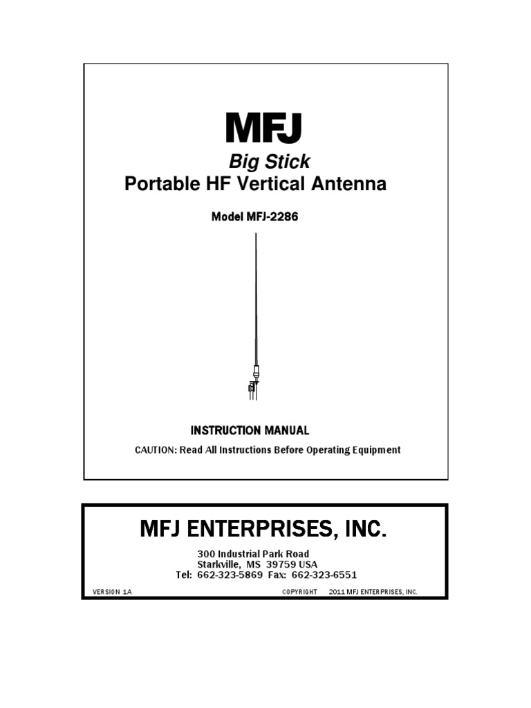 MFJ-2286 Manual | PDF | Antenna (Radio) | Coaxial Cable