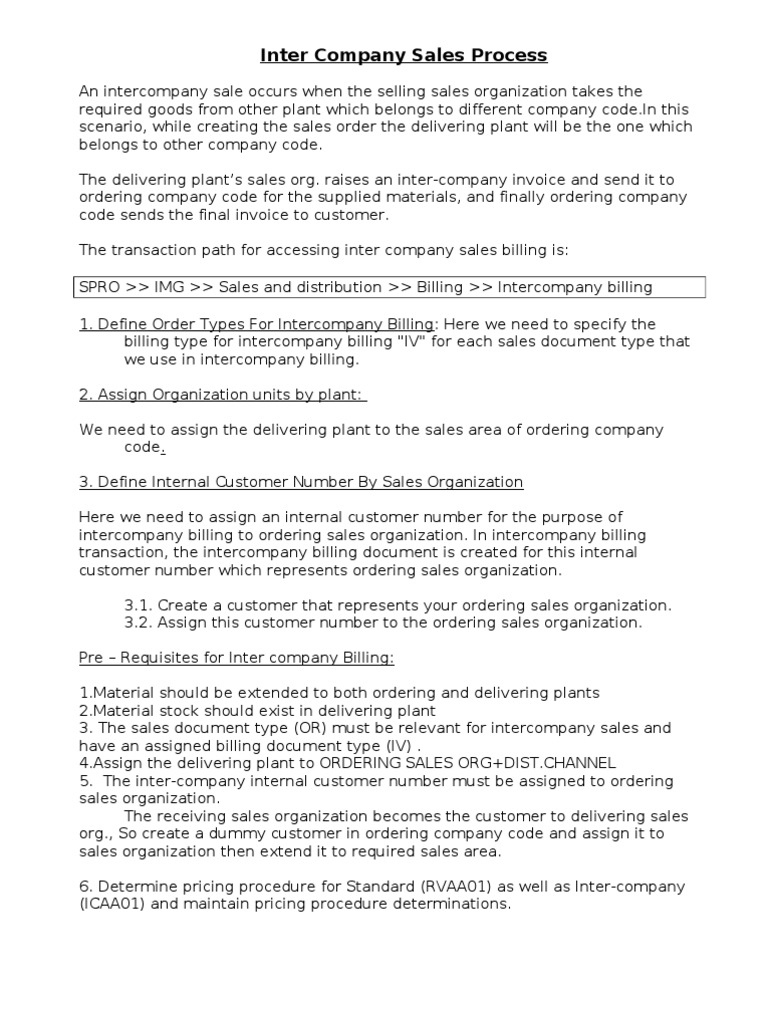 Advanced Intercompany Sales Process | PDF | Invoice | Sales