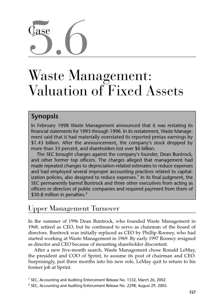 Case 5.6 Waste Management | PDF | Board Of Directors | U.S. Securities ...