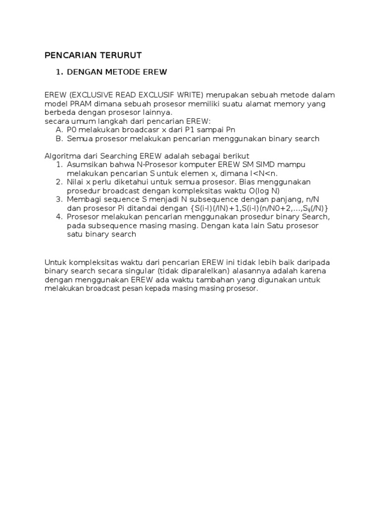 EREW | PDF | Metode & Bahan Ajar | Komputer