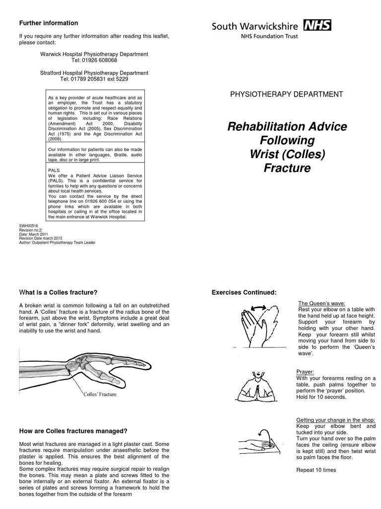Colles Fracture Rehabilitation Guide | PDF | Physical Therapy | Elbow