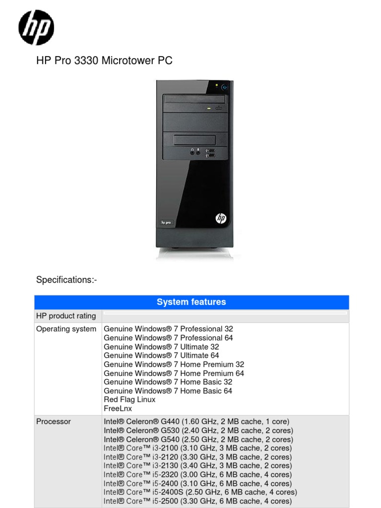 HP Pro 3330 | Multi Core Processor | Personal Computers