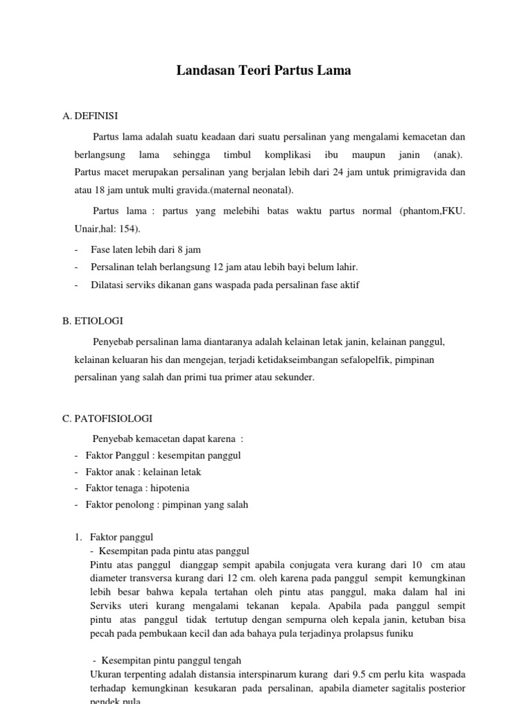 Landasan Teori Partus Lama | PDF