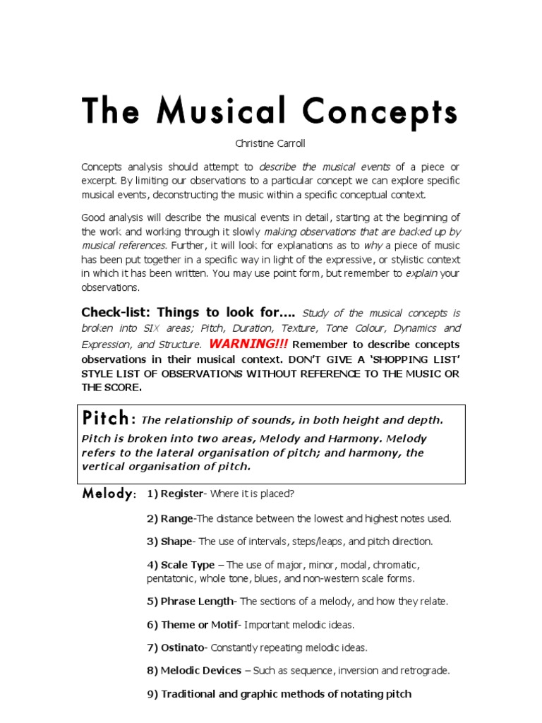 Concepts Checklist | PDF | Harmony | Chord (Music)