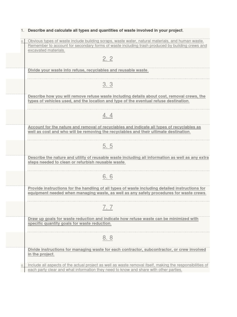 Waste Management Plan for Projects | PDF