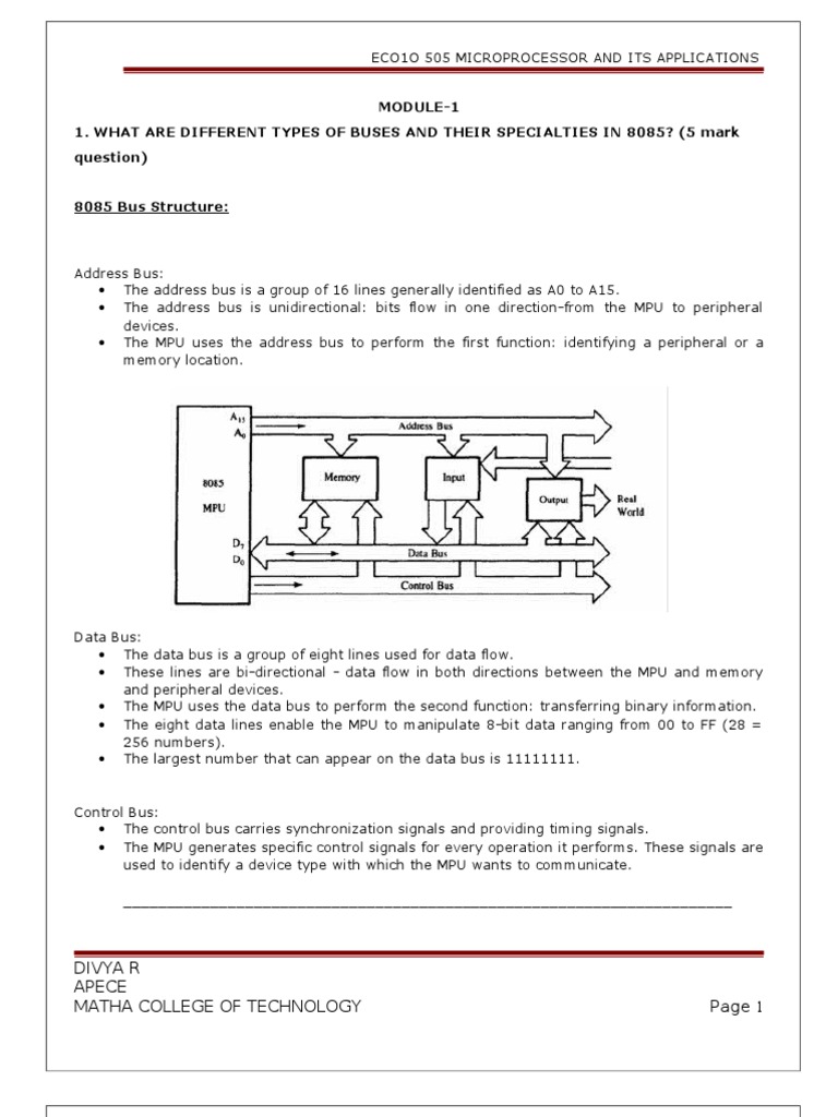 Ec010505 Microprocessors and Applications Module 1 | PDF | Instruction ...