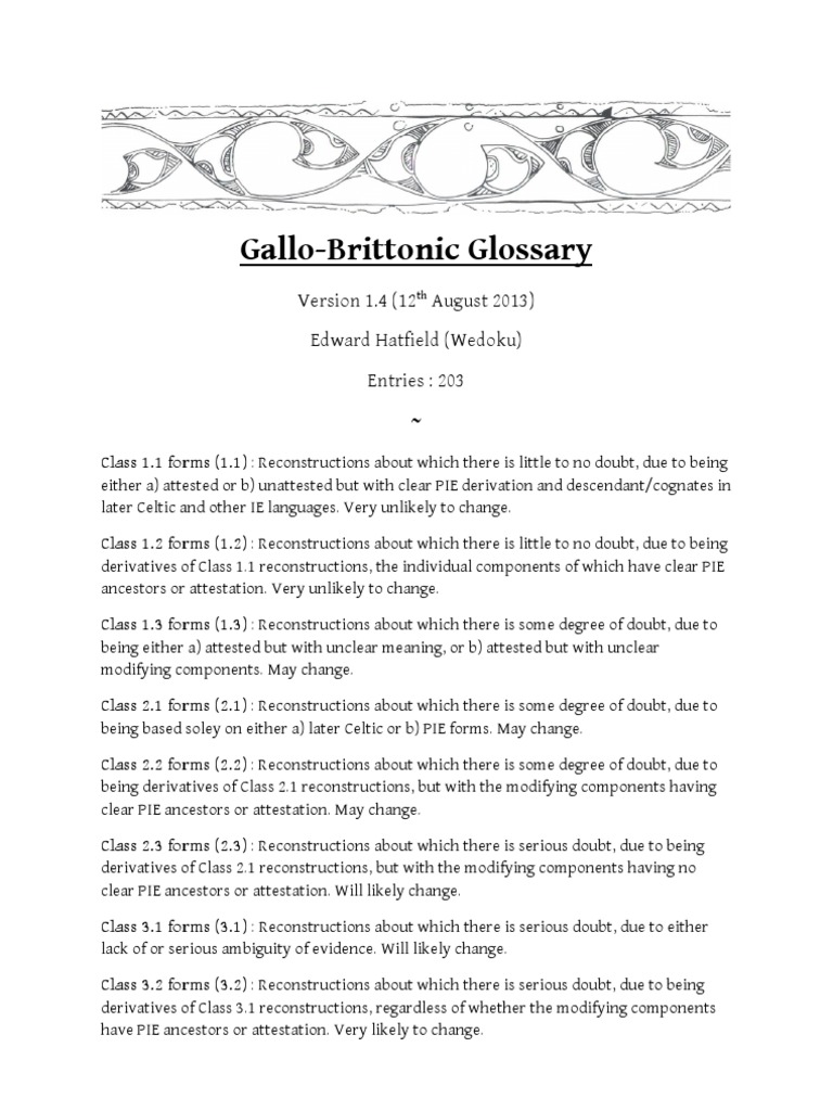 Gallo-Brittonic Glossary | PDF | Languages | Language Arts & Discipline