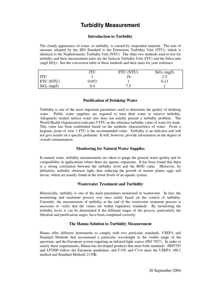 Turbidity | Water Management | Water Supply | Free 30-day Trial | Scribd
