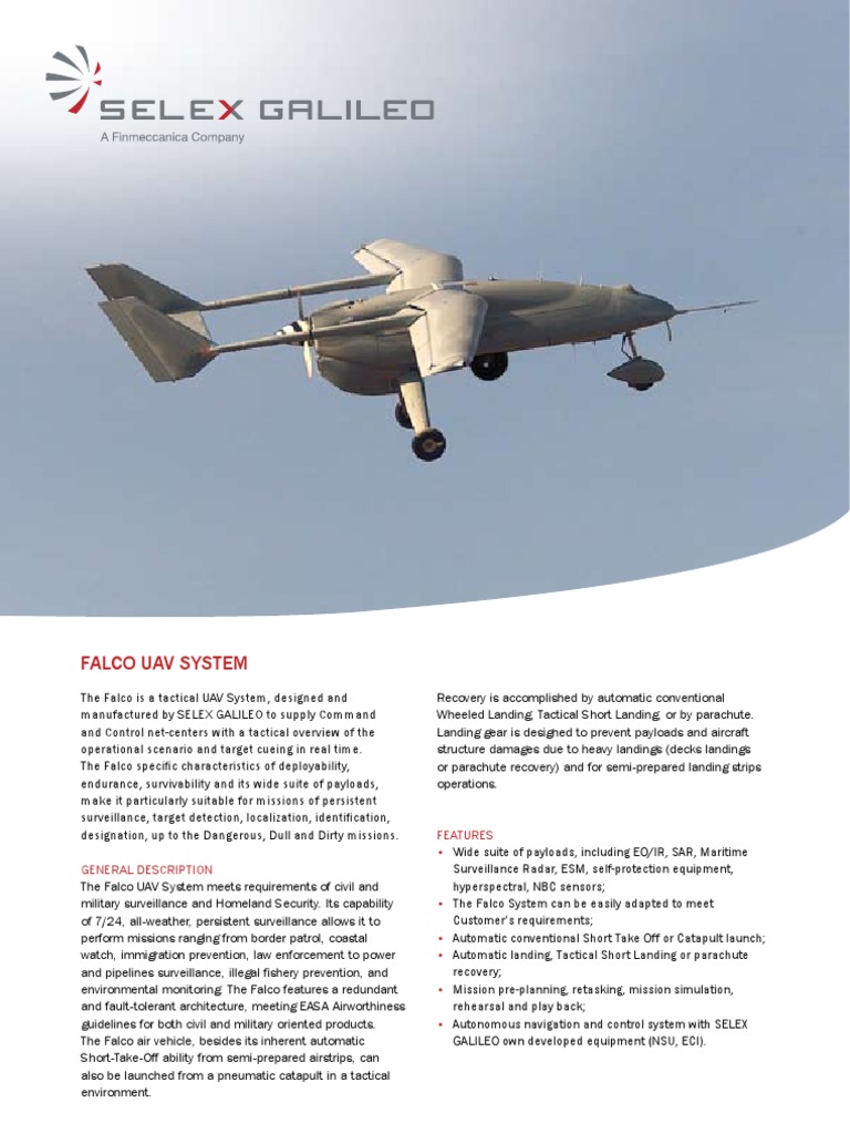 Falco Uav System: Features | PDF | Unmanned Aerial Vehicle | Surveillance