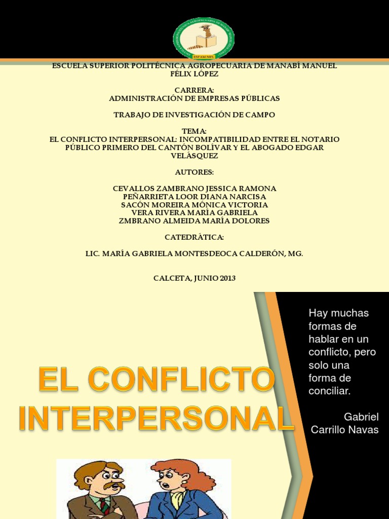 Conflicto Interpersonal | Descargar gratis PDF | Conflicto (proceso ...