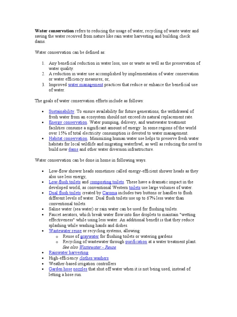 Water Conservation | PDF | Water Conservation | Energy Conservation