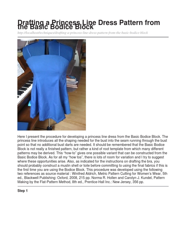 Drafting A Princess Line Dress Pattern From The Basic Bodice Block ...