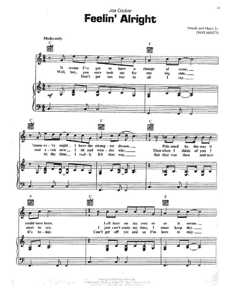 Feelin Alright-Joe Cocker | PDF