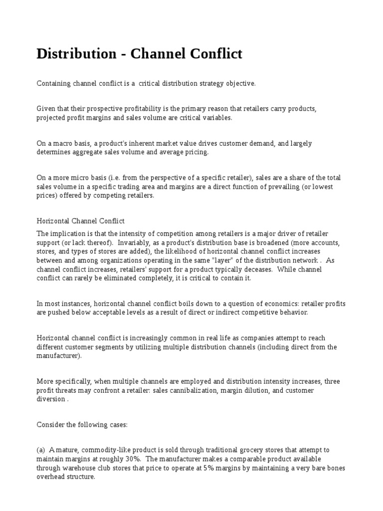 Distribution - Channel Conflict | Download Free PDF | Retail | Sales