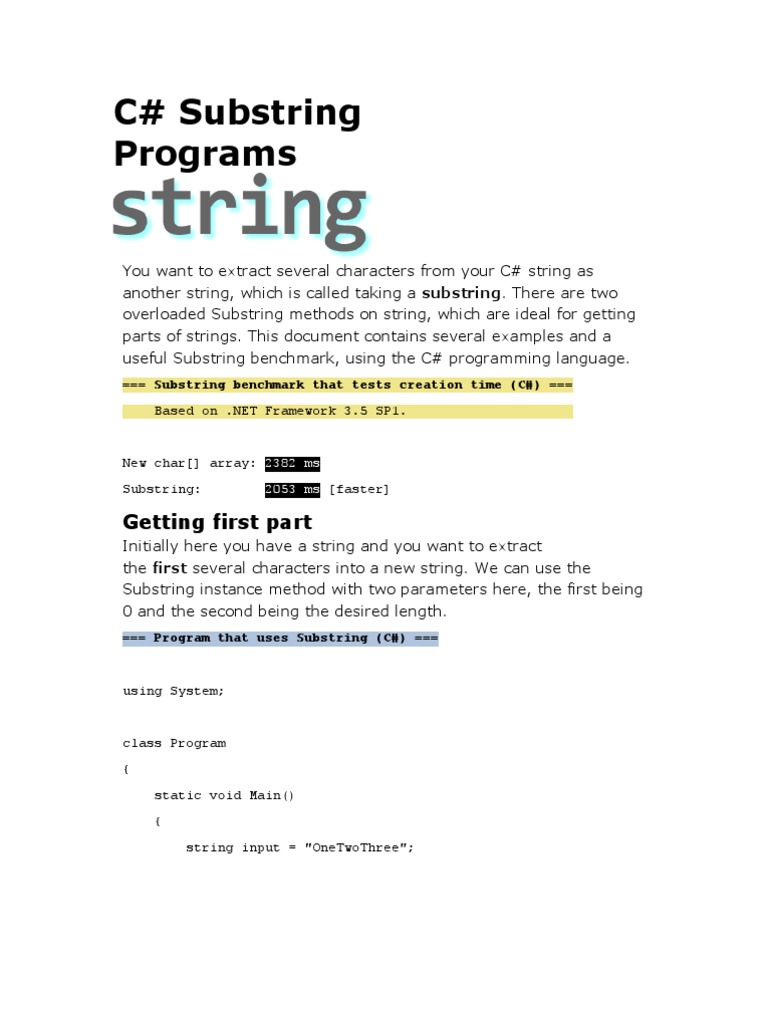 String Slicing String Computer Science C Sharp Programming Language Free 30 Day Trial 3704