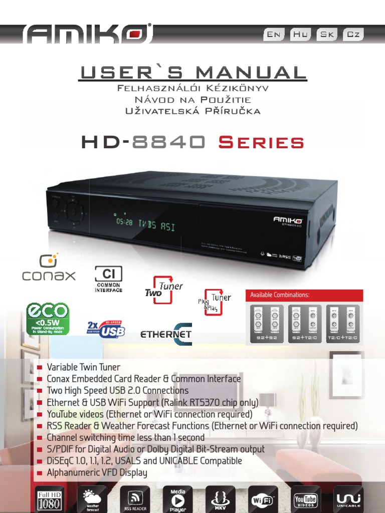 User's Manual for the AMIKO HD-8840 Series Satellite Receiver with Twin ...