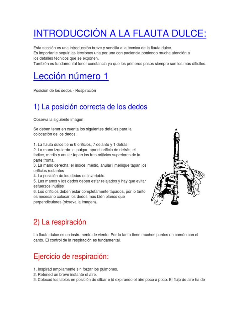 Introducción A La Flauta Dulce | PDF | Flauta | Grabadora (instrumento ...