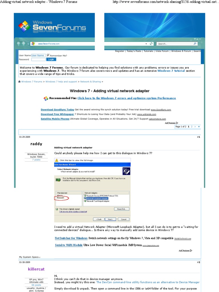 Adding Virtual Network Adapter - Windows 7 Forums | PDF | Windows 7 ...