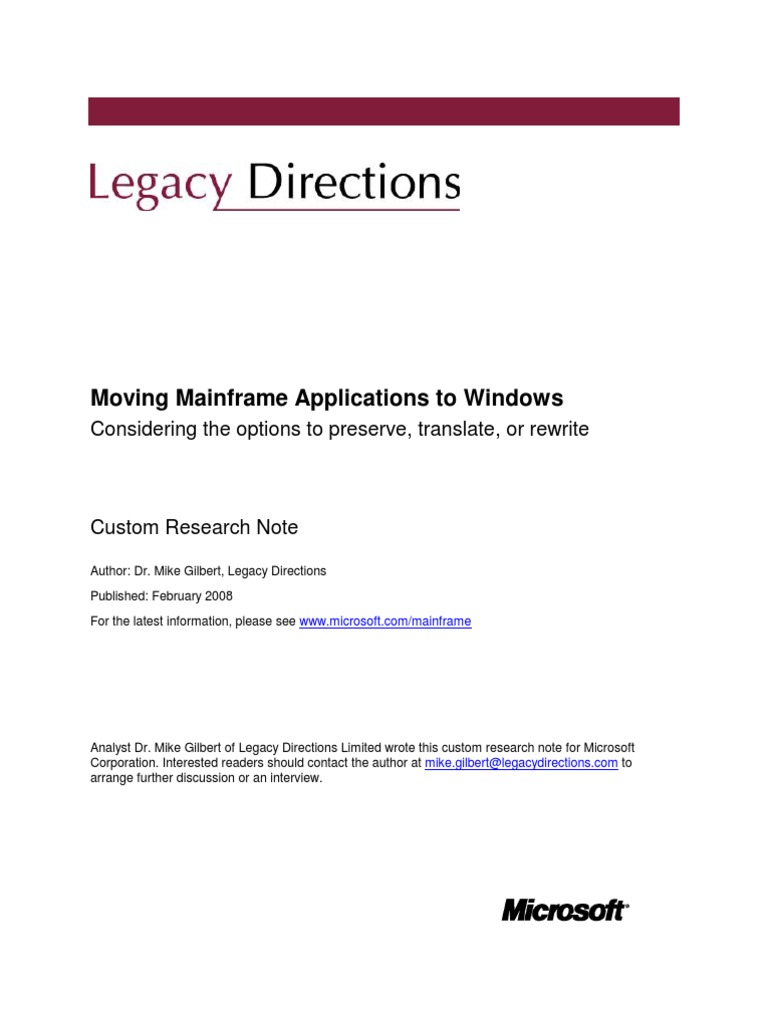 Moving Mainframe Applications To Windows | PDF