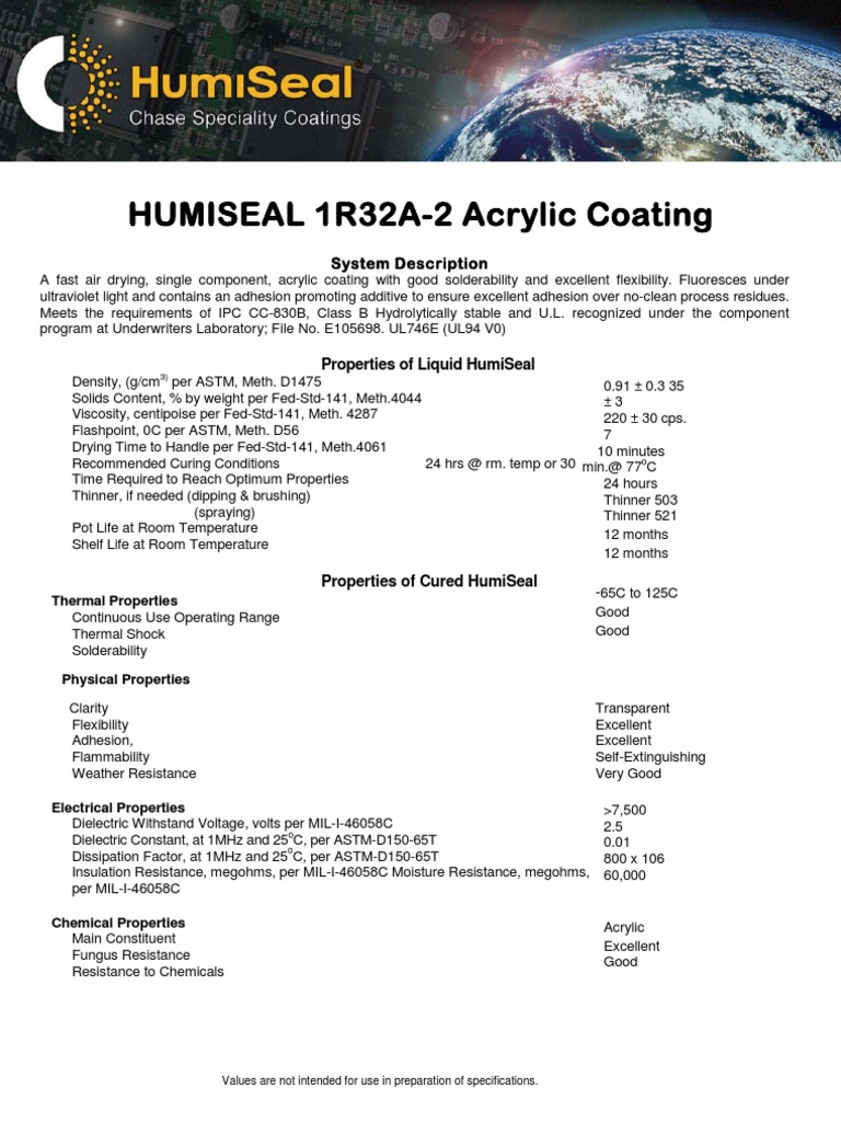 Humiseal 1R32A 2 Conformal Coating English Tds | PDF | Electrical ...