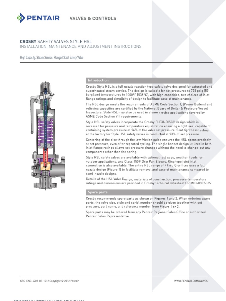 Valves & Controls: Crosby Safety Valves Style HSL | PDF | Valve | Screw