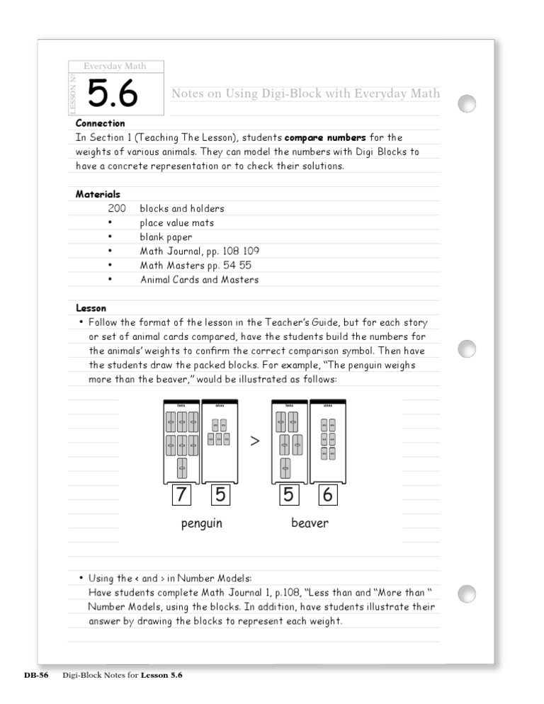 Everyday Math Lesson 5.6 | PDF