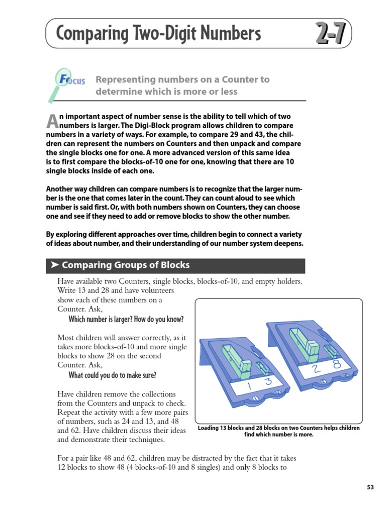 Comparing 2-Digit Numbers | PDF | Cognition | Educational Psychology