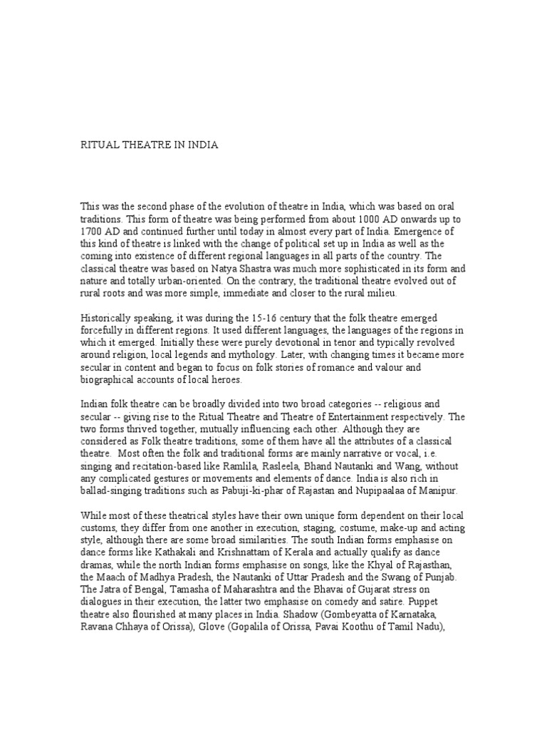 Ritual Theatre in India | PDF | Theatre | Folk Music