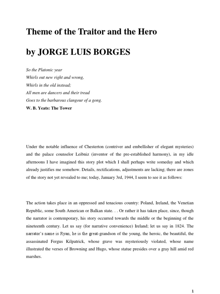 Borges - Theme of The Traitor and The Hero | PDF