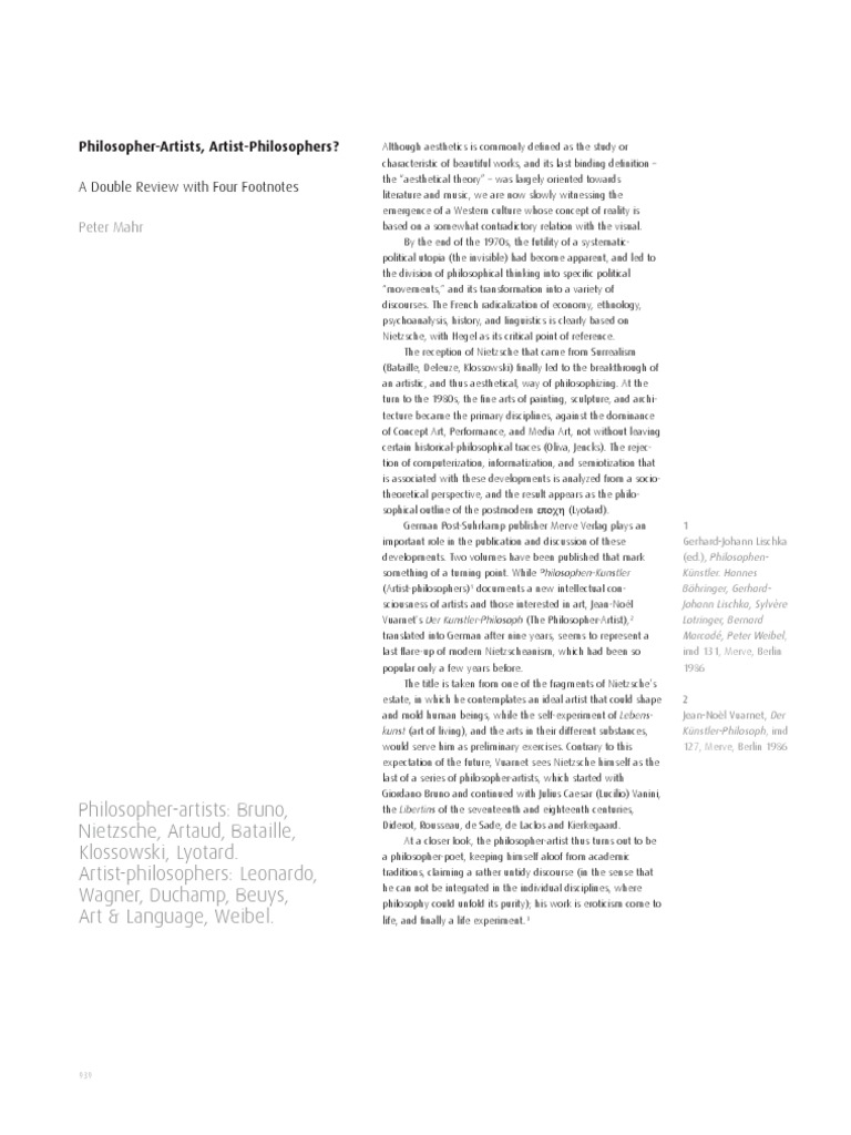Peter - Mahr - Philosopher-Artists, Artist-Philosophers? | PDF ...