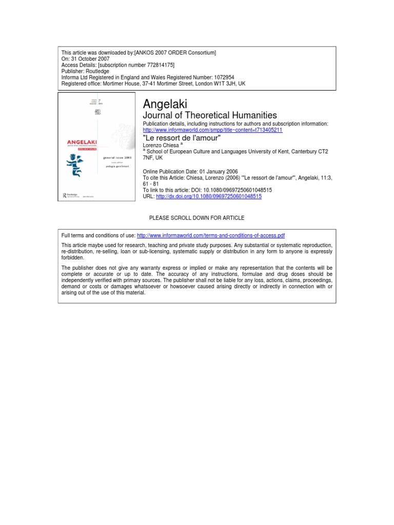 Chiesa, L. - Lacan's Theory of Love in His Reading of Plato's ...