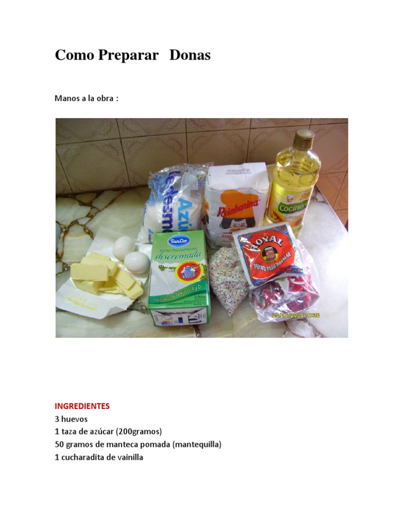 Receta de Donas Caseras Fáciles | PDF | Rosquilla | Panes