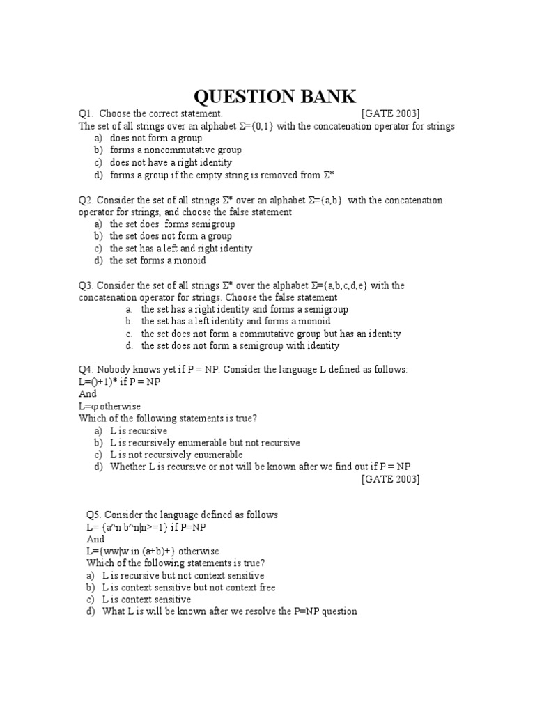 Toc MCQ | PDF | Automata Theory | Syntax (Logic)
