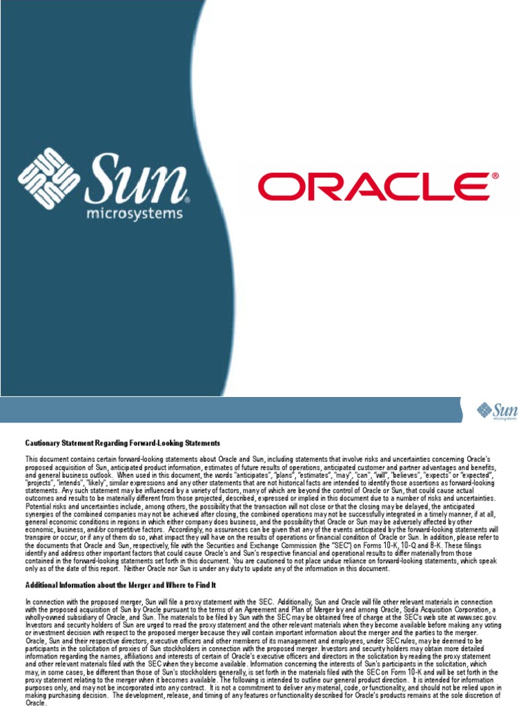 Oracle Acquires Sun Microsystems | PDF | Oracle Corporation | Mergers ...
