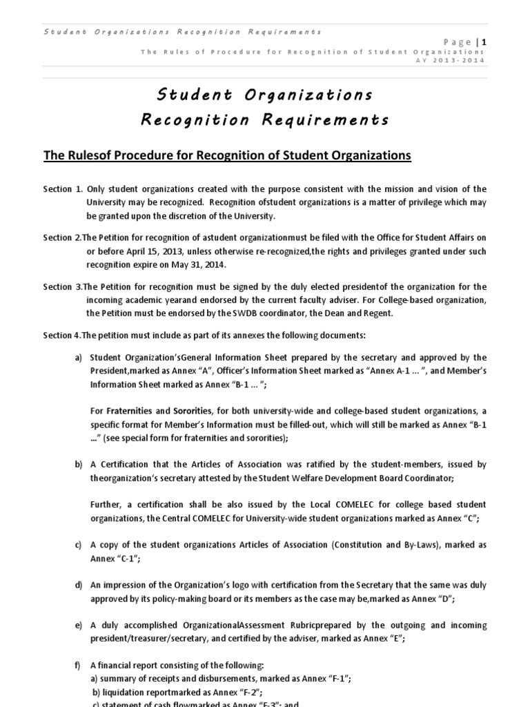 01 Rules of Procedure For Recognition | PDF | Government | Further ...