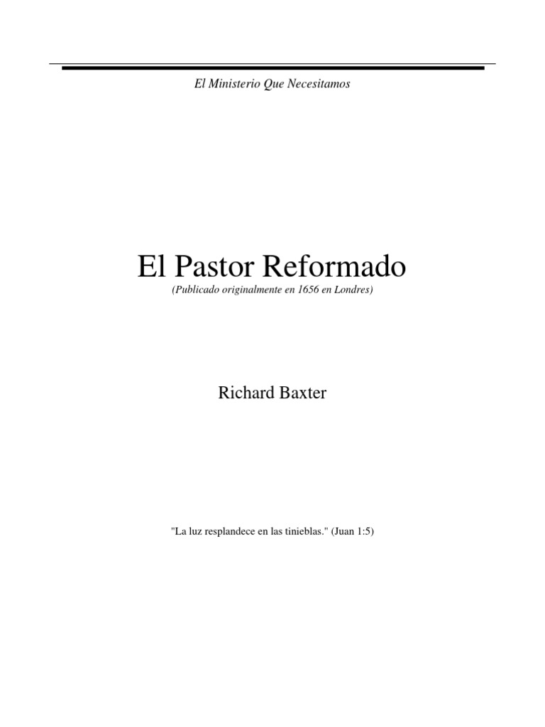 El Pastor Reformado Resumen | PDF