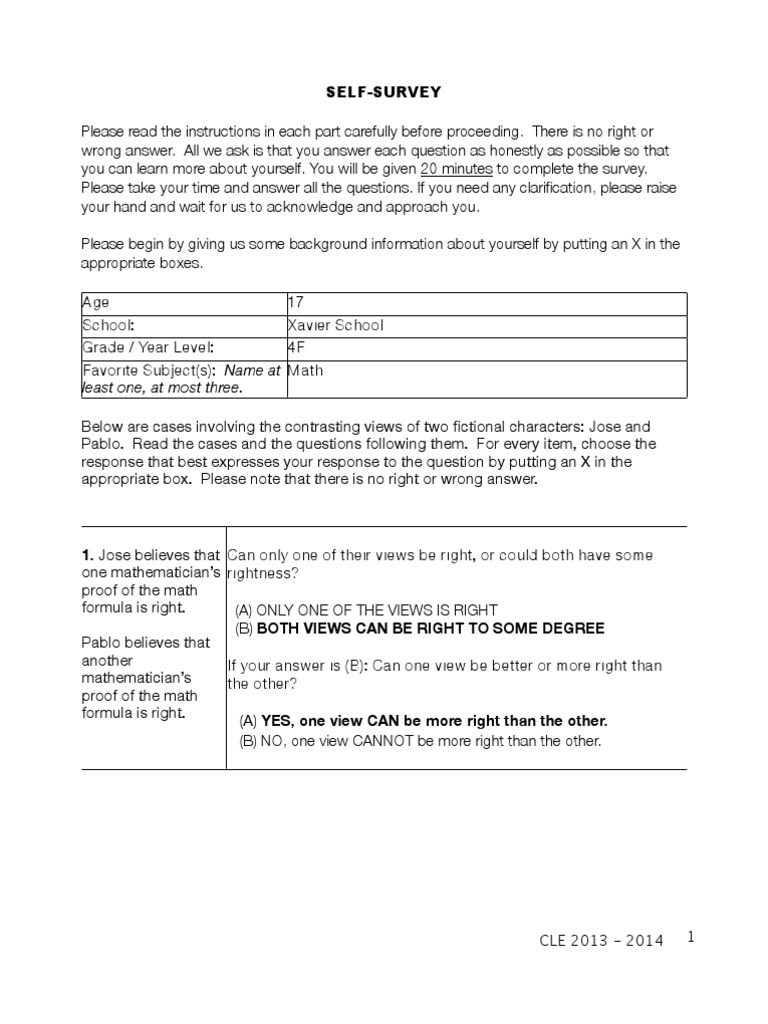 Student Self-Reflection Survey | PDF | Teaching Mathematics | Cognition