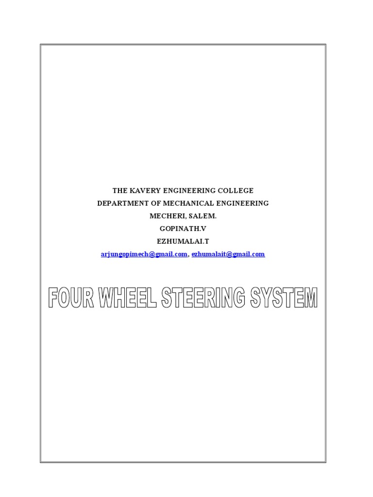 Four Wheel Steering System Overview | PDF | Steering | Vehicles