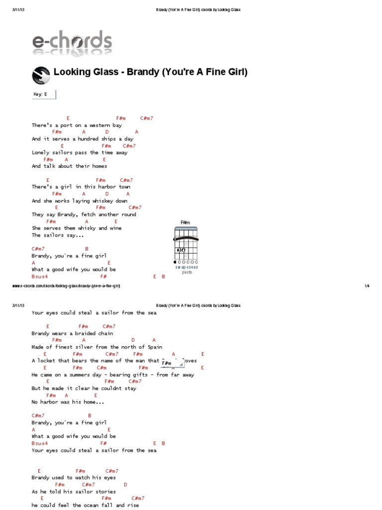 Brandy (You'Re A Fine Girl) Chords by Looking Glass | PDF