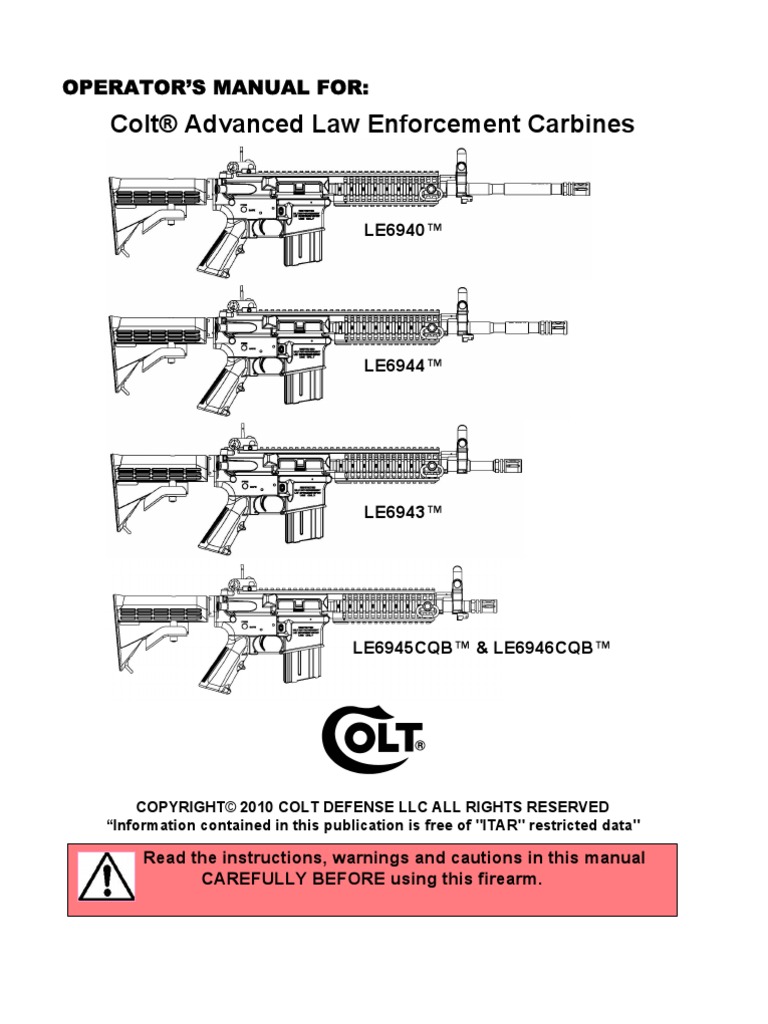 LE6940 Colt Advanced Law Enforcement Carbine Manual | PDF | Cartridge ...