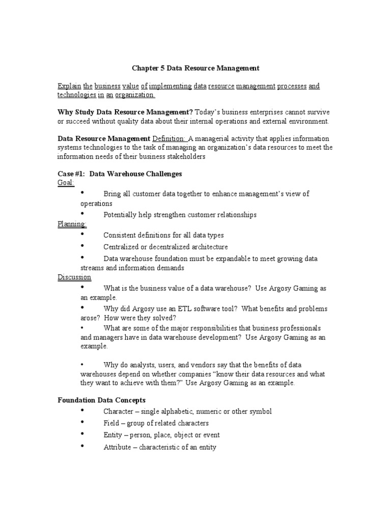 Chapter 5 Data Resource Management | PDF | Data Warehouse | Data Quality